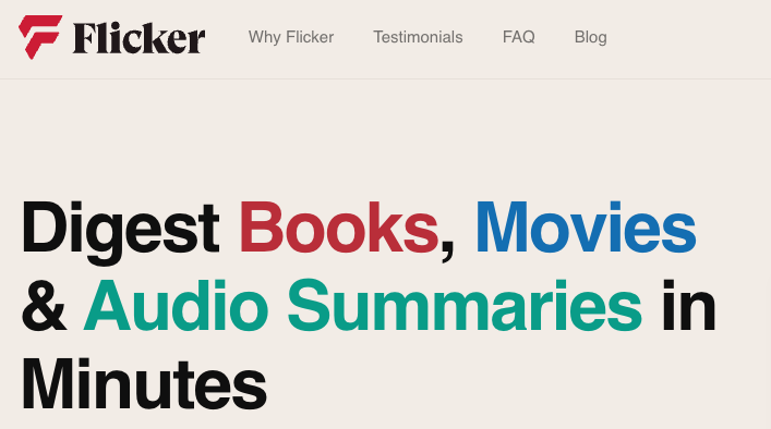 Flicker App | AI Book Summaries, Movie Insights & Audio Summaries
